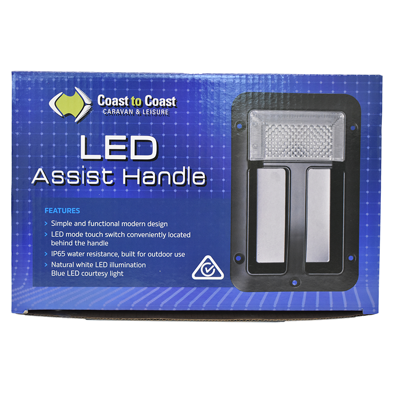 LED Assist Grab Handle Black (12V) CARAVAN CAMPERVAN MOTORHOME CAMPER ...