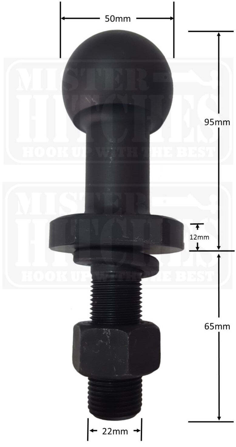 Mister Hitches Hi Rise Tow Ball Black Oxide 50mm 3500kg