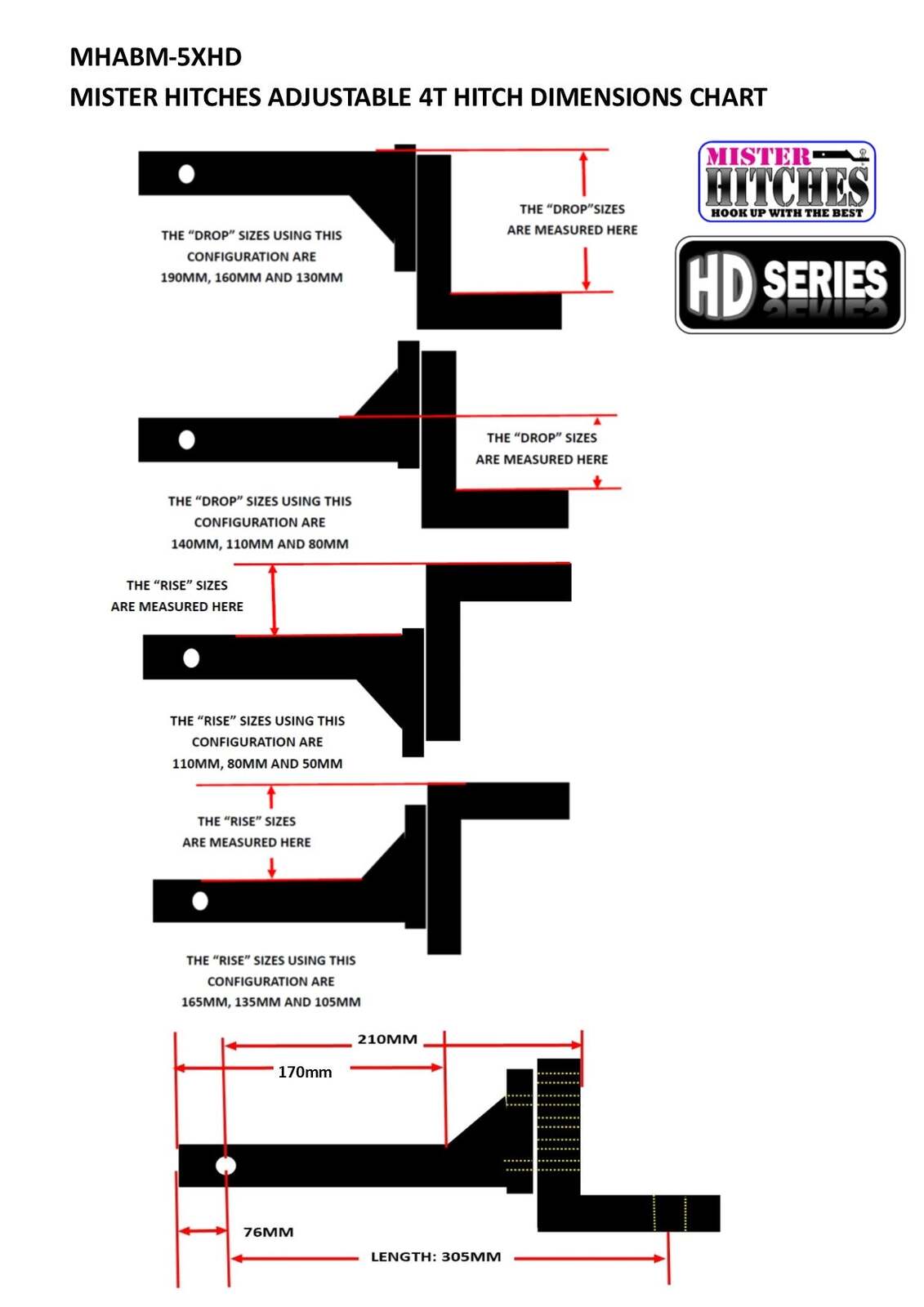 Mister Hitches 12 Stage Adjustable Ball Mount 4000kg