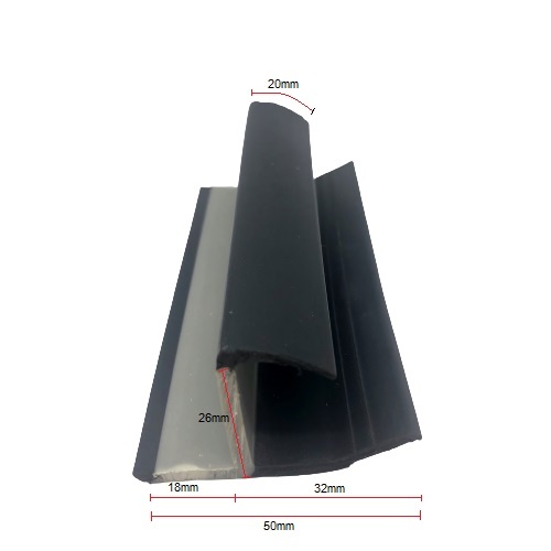 2500mm Rubber 'J' Door Seal - Black Rubber /Black PVC - Trailer ...