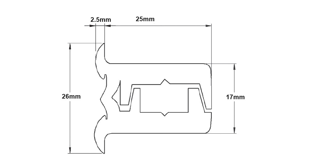 Centaflex PVC Door Hinge 2400mm Length Black - Fineline Trailers