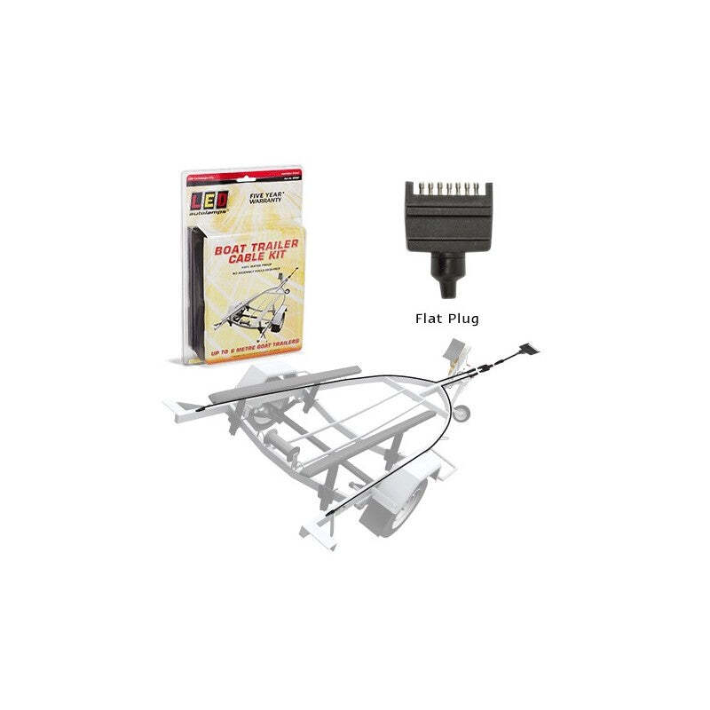 LED Autolamps Boat Trailer Cable Kit - 8M, Flat trailer plug