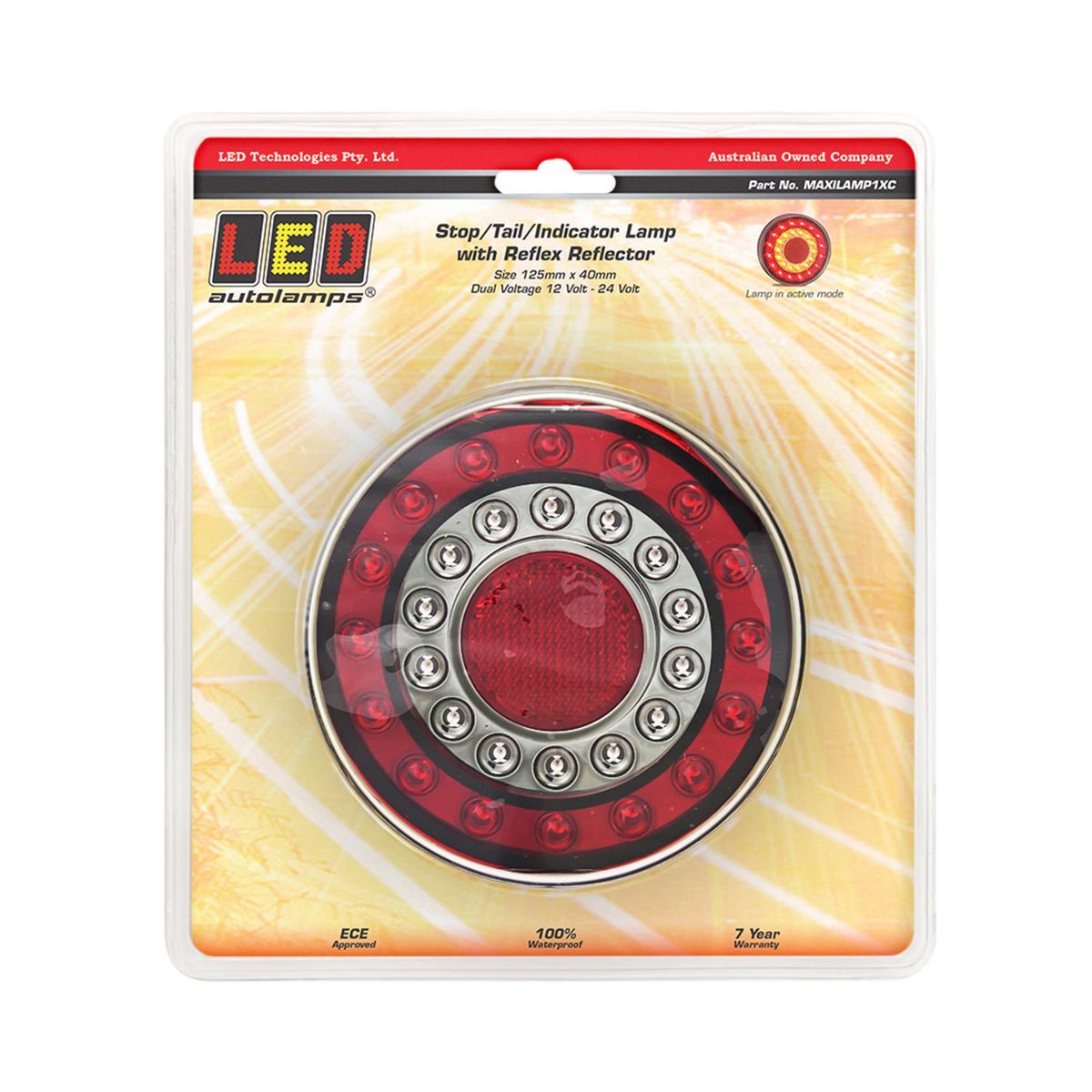 LED Autolamps Maxilamp SINGLE Stop/Tail/Indicator/Refl 12/24 Volt